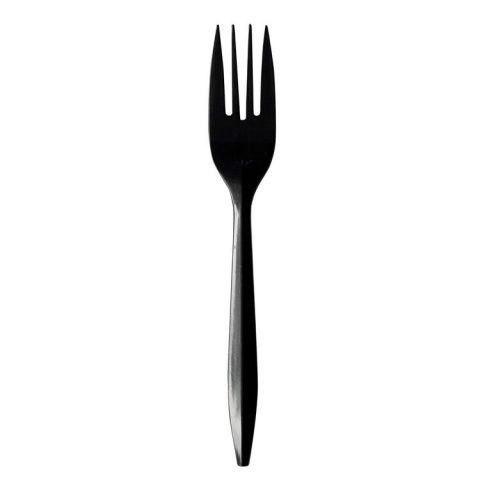 Boardwalk®Mediumweight Polypropylene Cutlery, Fork, Plastic, Black ...